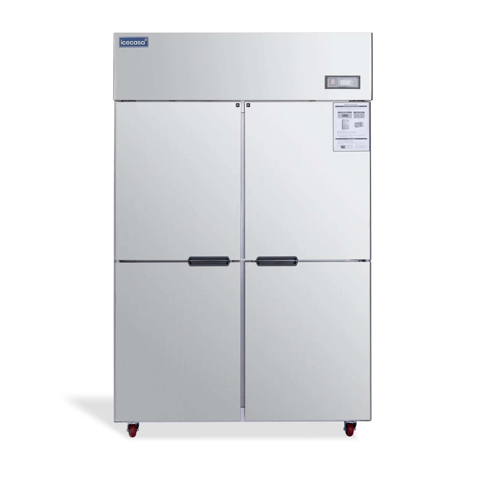 ICECASA 48 Inch Commercial Reach-In Refrigerator, 4 Split Doors, Stain