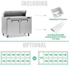 ICECASA 48 Inch Sandwich Prep Table Refrigerator